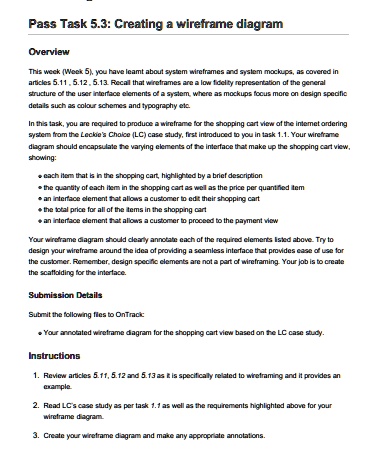 Pass Task 5.3: Creating a wireframe diagram Overview This week (Week 5 ...