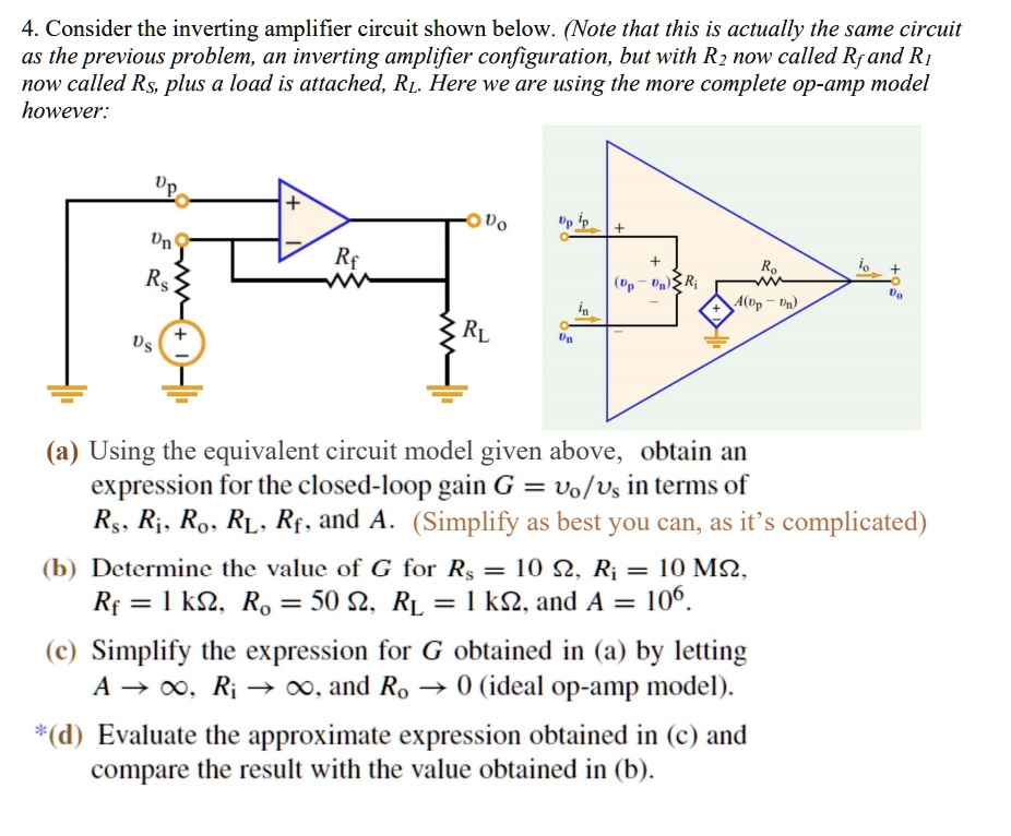 4. Consider the inverting amplifier circuit shown below. (Note that this is actually the same ...