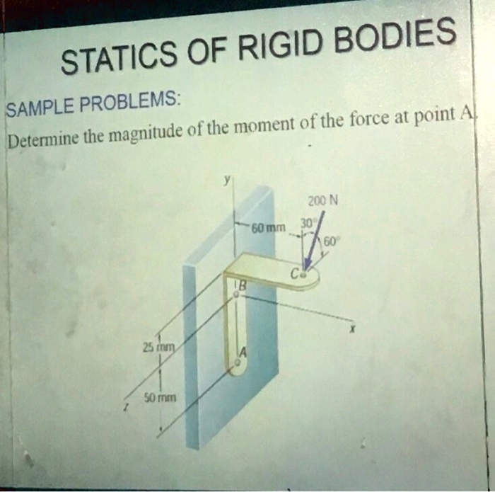 SOLVED: STATICS OF RIGID BODIES SAMPLE PROBLEMS: of the force at point ...