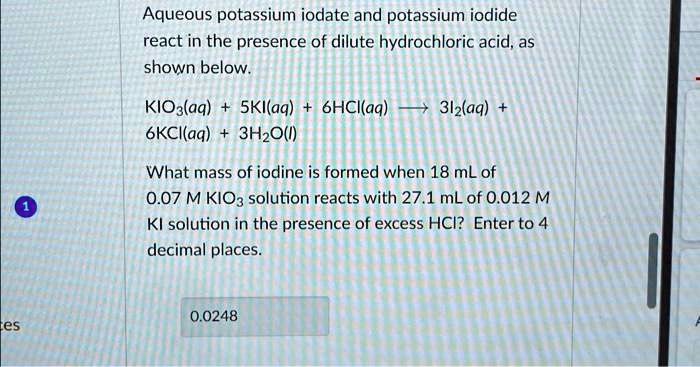 texts aqueous potassium iodate and potassium iodide react in the ...