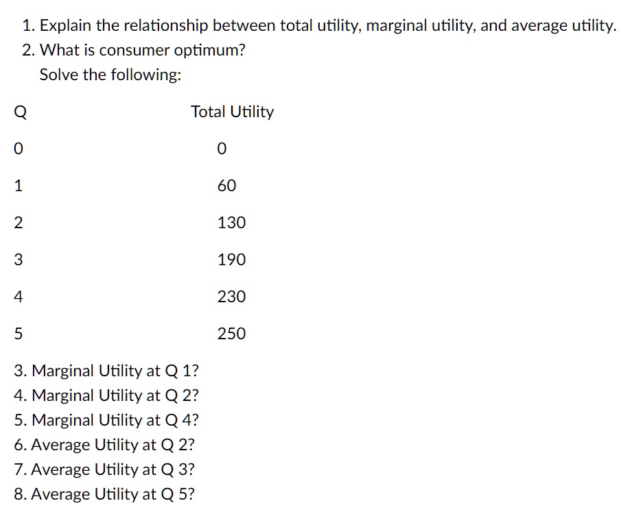 Explain the relationship between total utility, marginal utility, and ...