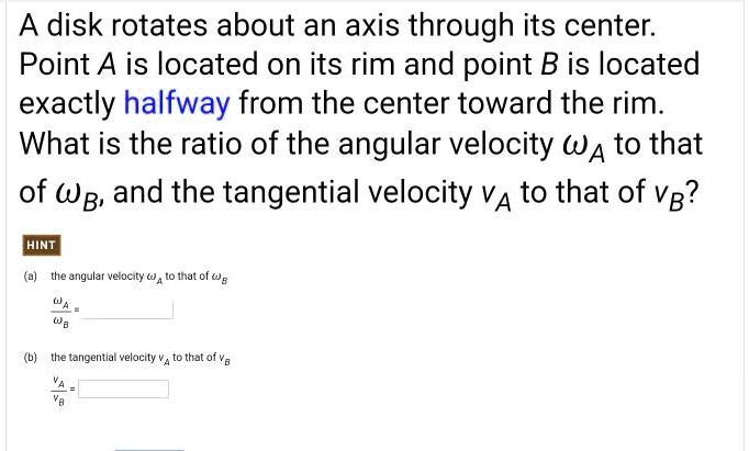 SOLVED: A disk rotates about an axis through its center: Point A is ...