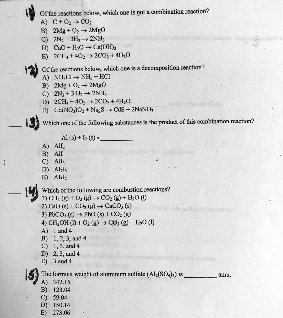 VIDEO solution: Reactions Of the reactions below, which one is not a ...