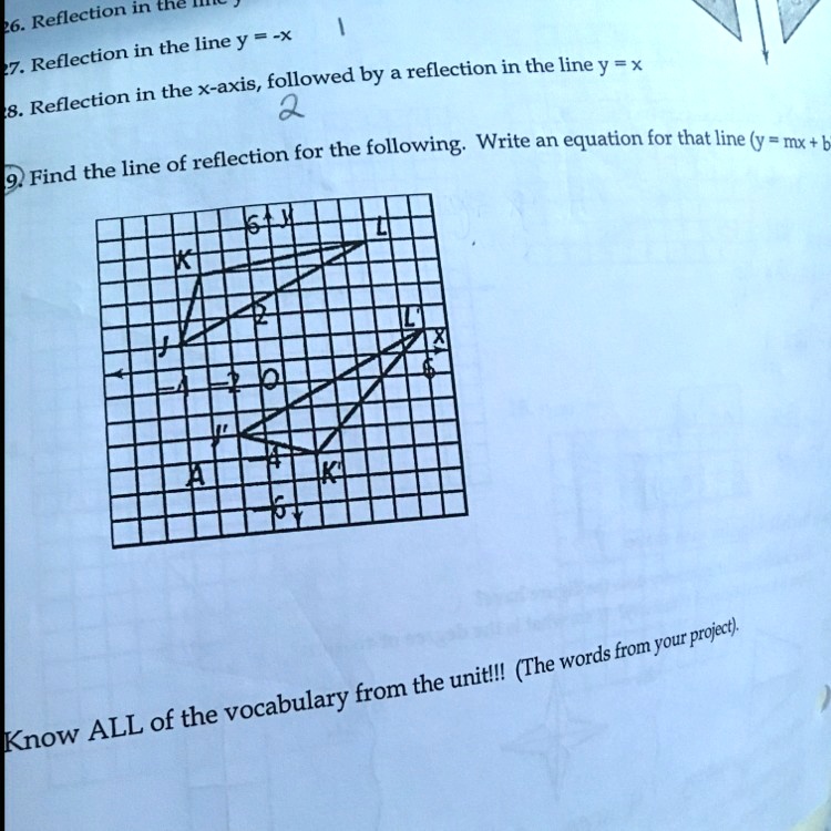 26. Reflection in 27. Reflection in the line y = -x 28. Reflection in the x-axis, followed by a ...