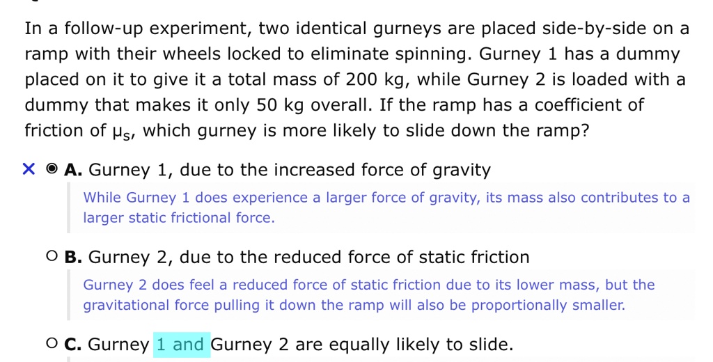 In a follow-up experiment, two identical gurneys are placed side-by ...