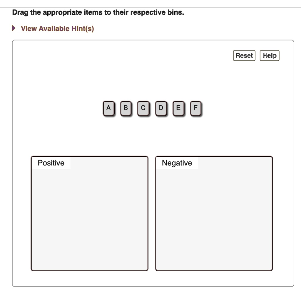 SOLVED: Drag the appropriate items to their respective bins: View Available Hint(s) Reset Help ...