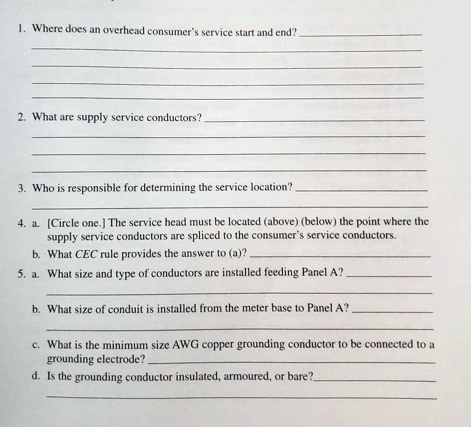 1. Where does an overhead consumer's service start and end? 2. What are ...