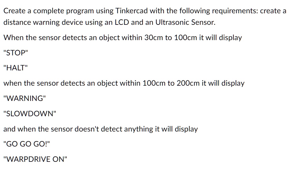 Solved Please Show Your Tinkercad Arduino Connection And Code Create A Complete Program Using