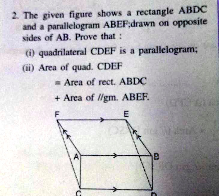 The given figure shows a rectangle ABCD and a parallelogram ABEF, drawn ...