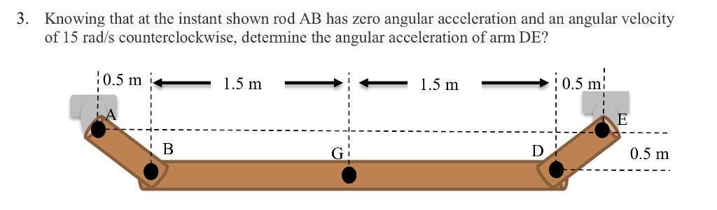 SOLVED: 3. Knowing that at the instant shown rod AB has zero angular acceleration and an angular ...