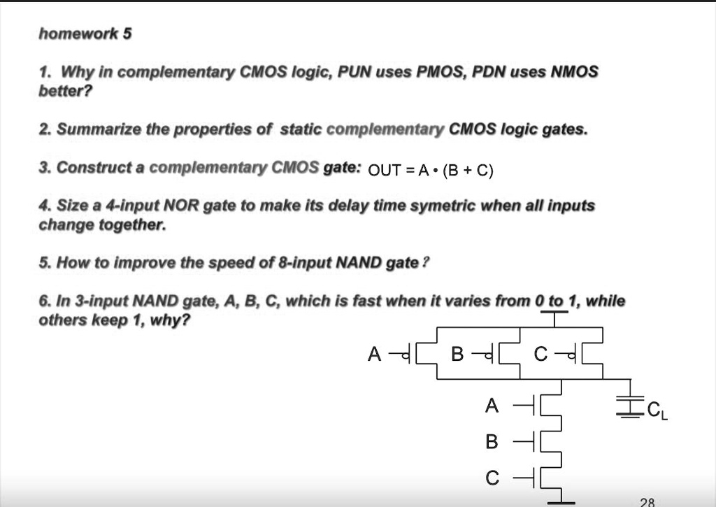 Homework 5 Why In Complementary Cmos Logic Pun Uses Pmos Pdn Uses Nmos 