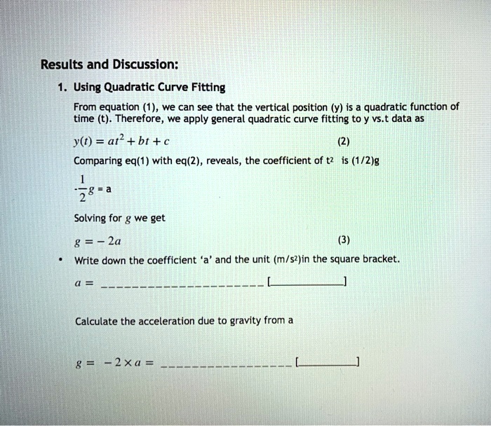 SOLVED: Results and Discussion: Using Quadratic Curve Fitting From ...