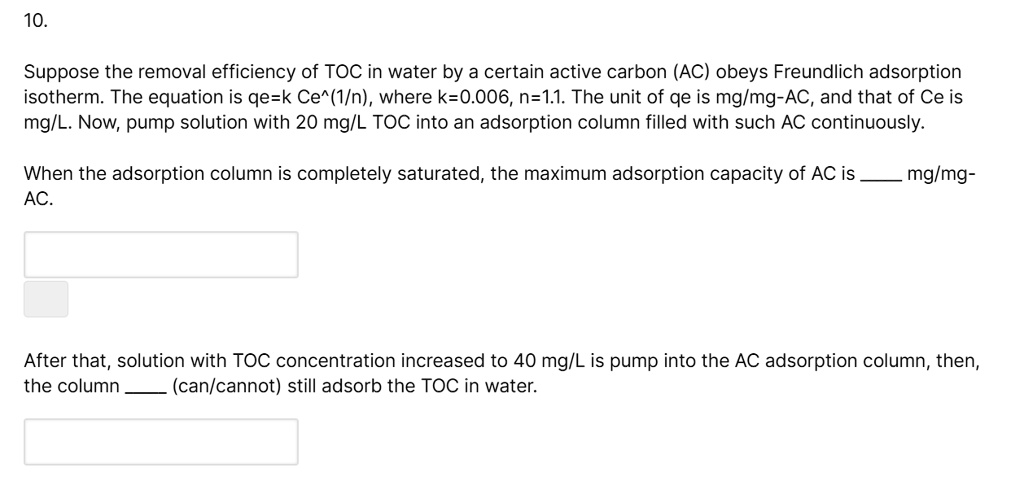 SOLVED: Suppose the removal efficiency of TOC in water by a certain ...