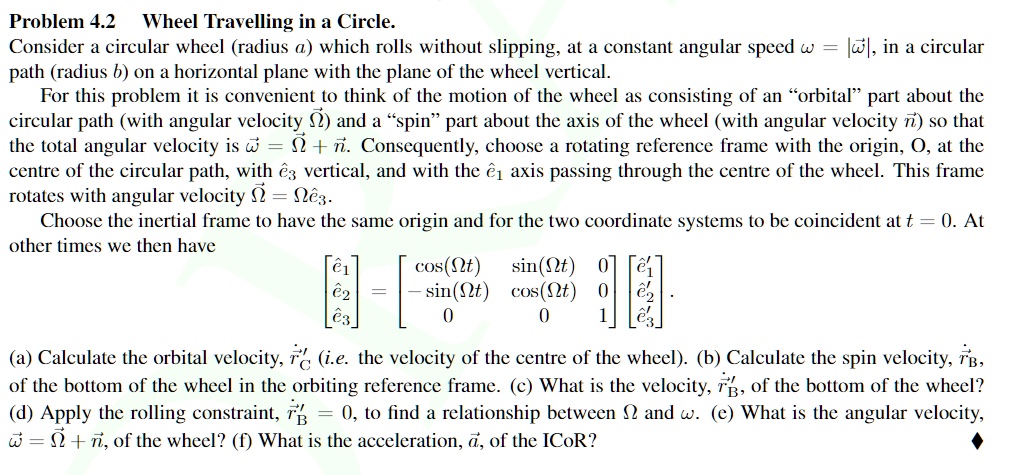 problem 42 wheel travelling in a circle consider a circular wheel ...