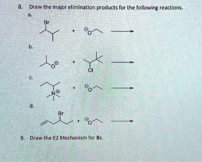 SOLVED: Draw the major elimination products for the following reactions ...