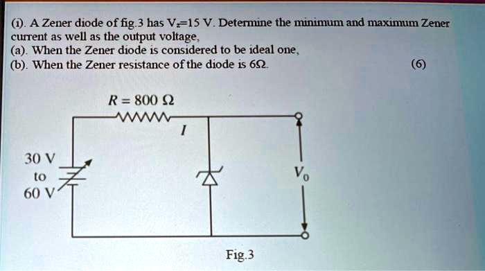 a zener diode of fig 3 has v1s vdetermine the minimum and maximum zener ...