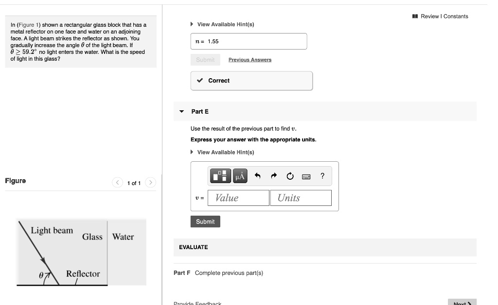 SOLVED: Review Constants In (Figure snown rectangular glass block that ... SOLVED: Review Constants In (Figure snown rectangular glass block that ...