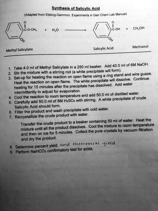 SOLVED: Text: Synthesis of Salicylic Acid (Adapted from Ebbing-Gammon ...
