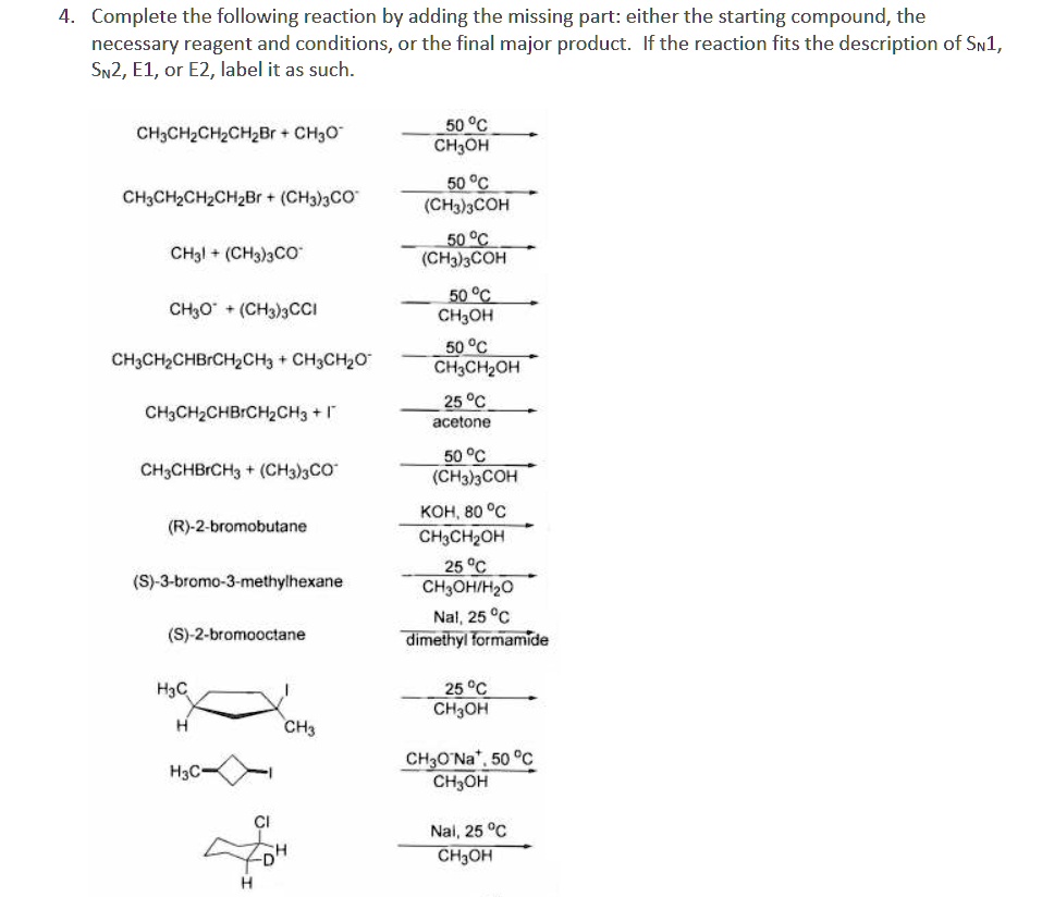 complete the following reaction by adding the missing part either the ...