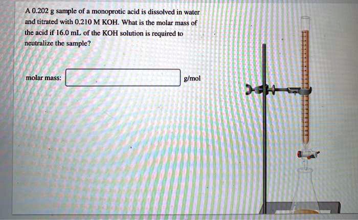 SOLVED: A 0.202 g sample of monoprotic acid is dissolved in water ad ...