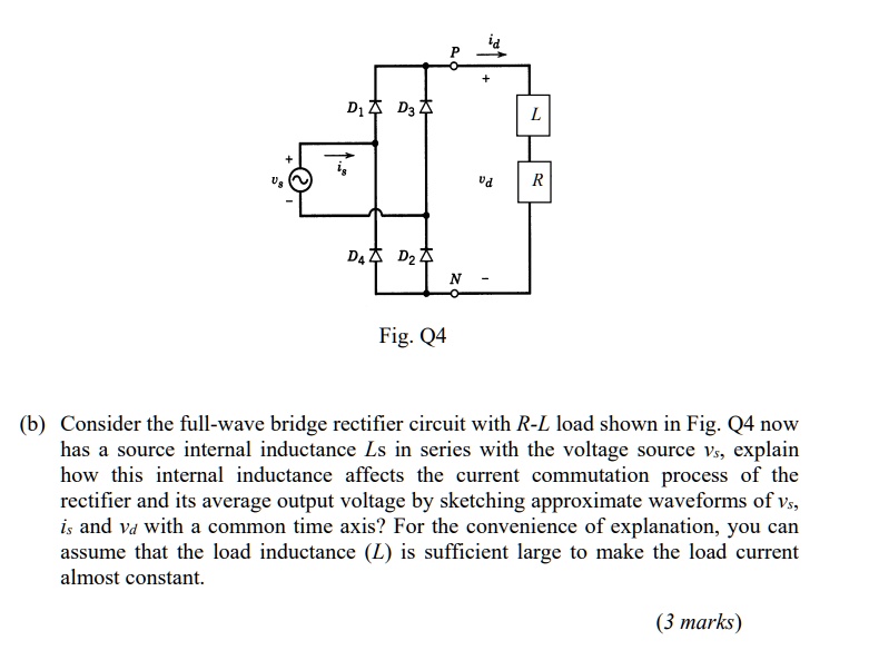 SOLVED: 5Ia Ea Dz +O '311 (9) Consider the full-wave bridge rectifier circuit with R-L load ...