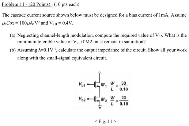 problem 11 20 points 10 pts each the cascade current source shown below ...