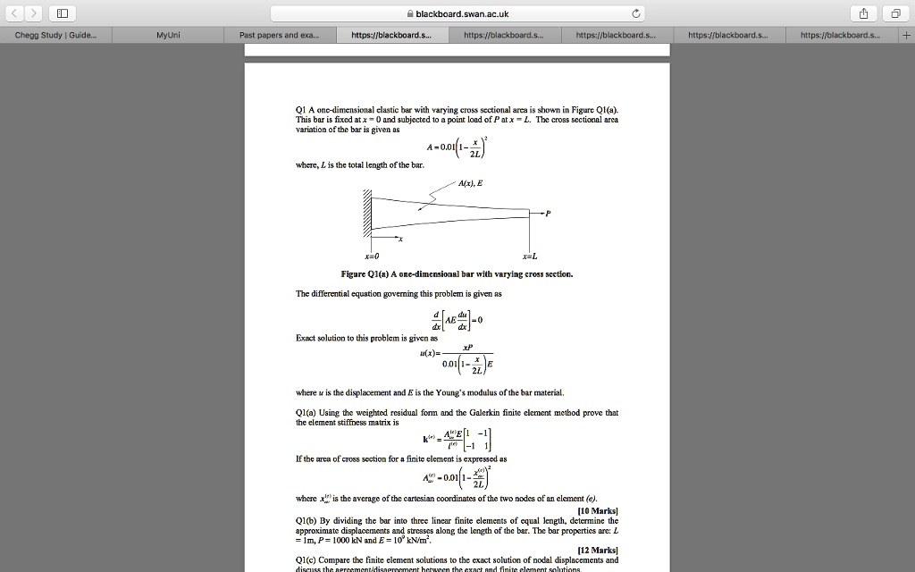 SOLVED: blackboard.swan.ac.uk Chegg Study | Guide MyUni Past papers and exams https://blackboard ...