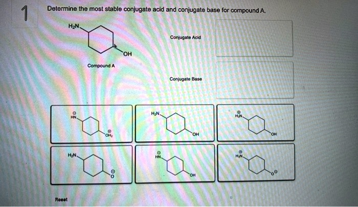 SOLVED: Determine the most stable conjugate acid and conjugate base for ...