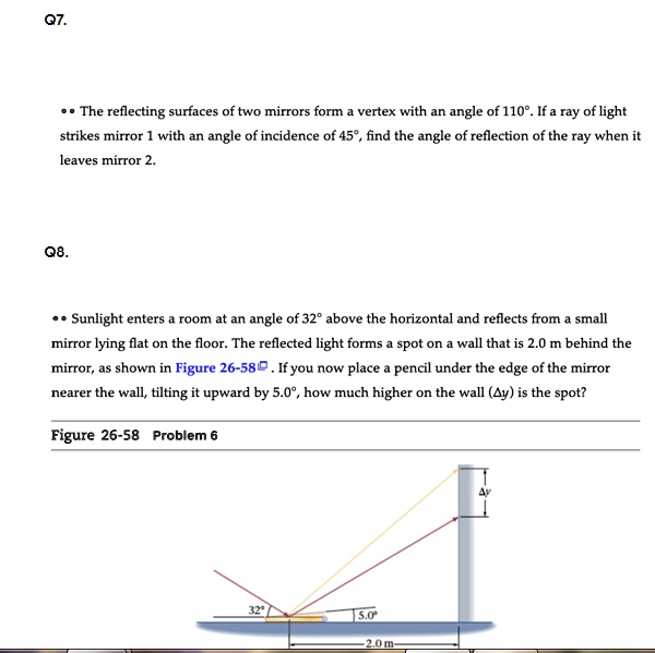 SOLVED: The reflecting surfaces of two mirrors form a vertex with an ...