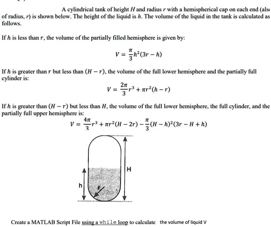 SOLVED: A cylindrical tank of height H and radius r with a ...