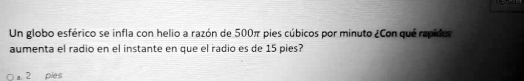 SOLVED: A spherical balloon is inflated with helium at a rate of 5001 ...