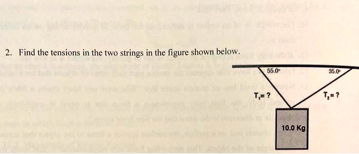SOLVED: Find the tensions in the (WO strings in the figure shown below 55.0' 350 10.0 Kot