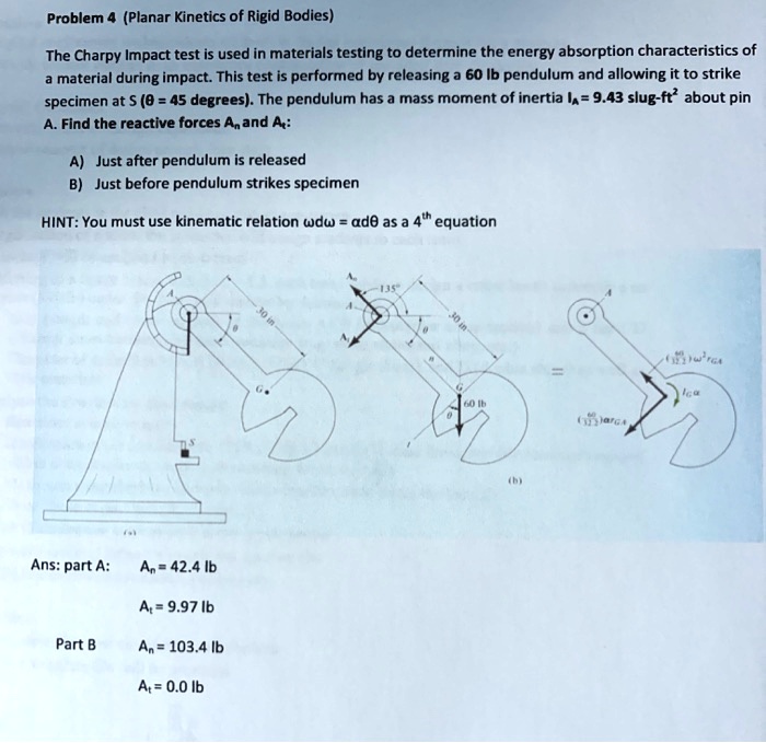 SOLVED: The Charpy Impact test is used in materials testing to ...