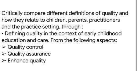 Critically compare different definitions of quality and how they relate ...