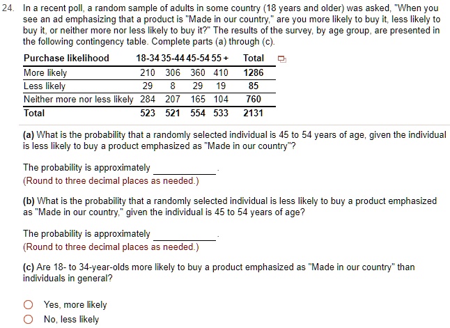in a recent poll random sample of adults some country 18 years and ...