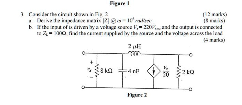 SOLVED: Consider the circuit shown in Figure 2. a. Derive the impedance matrix [Z] at Ï‰ = 10 ...