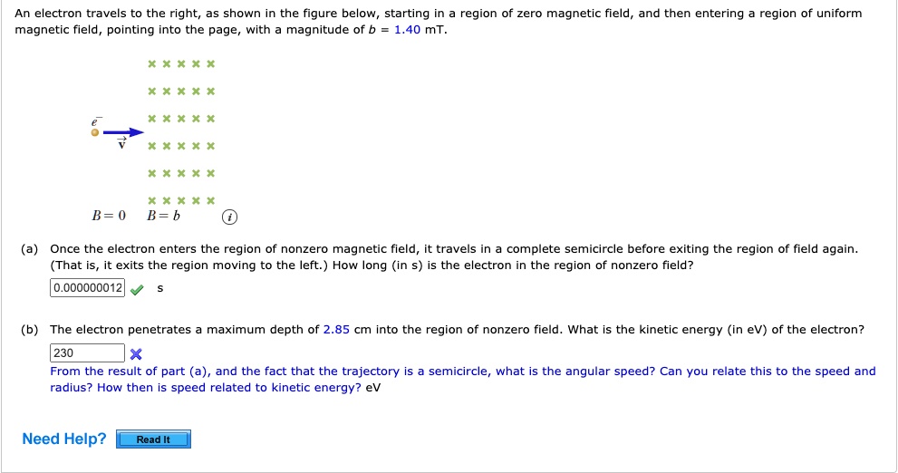 SOLVED: An electron travels to the right, as shown in the figure below, starting in region of ...