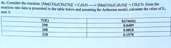 SOLVED: 4a. Consider the reaction: [Mn(CO) (CHCN)] CsHN [Mn(CO) (CsH;N ...