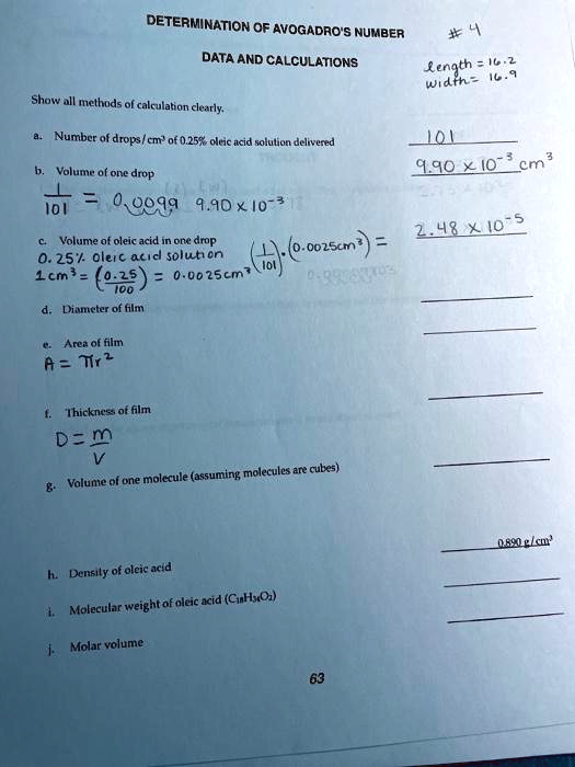 determination of avogadros number data and calculations scatth show all ...