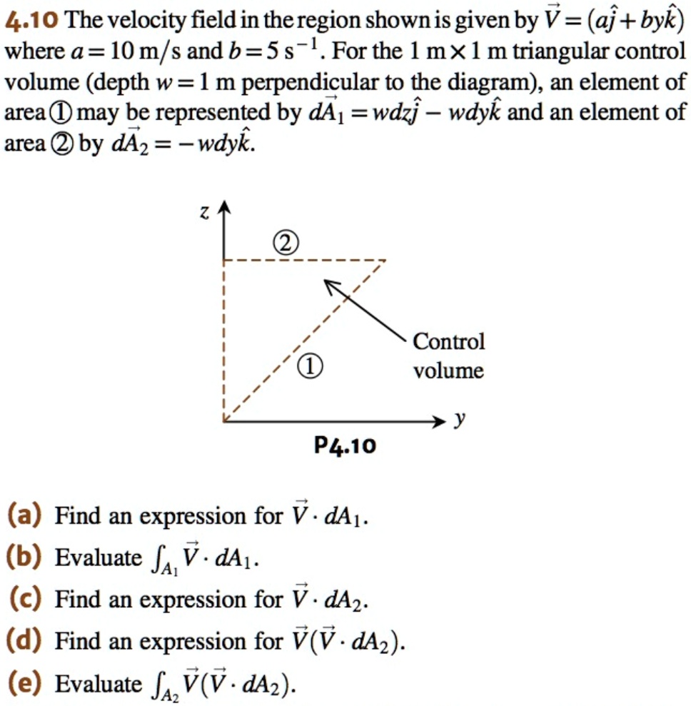 SOLVED: 4.10 The velocity field in the region shown is given by V = (aj ...