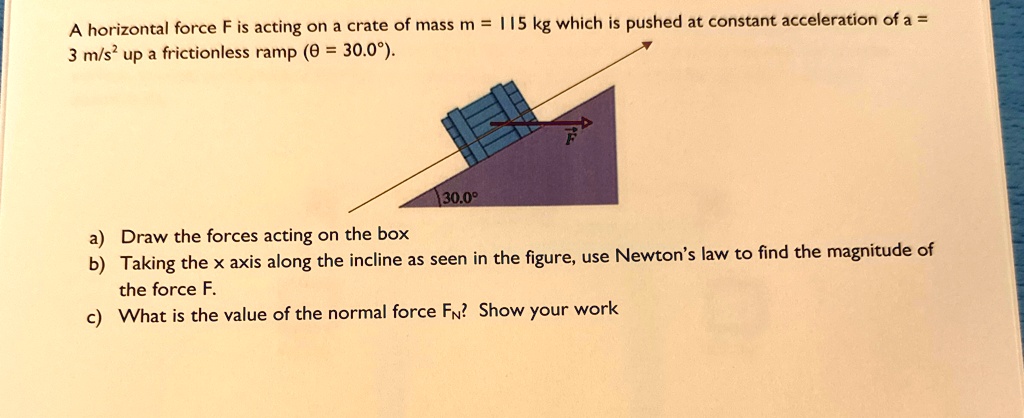 a horizontal force f is acting on a crate of mass m 115 kg which is ...