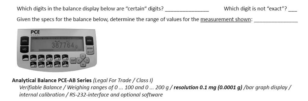 SOLVED: Which digits in the balance display below are "certain" digits ...