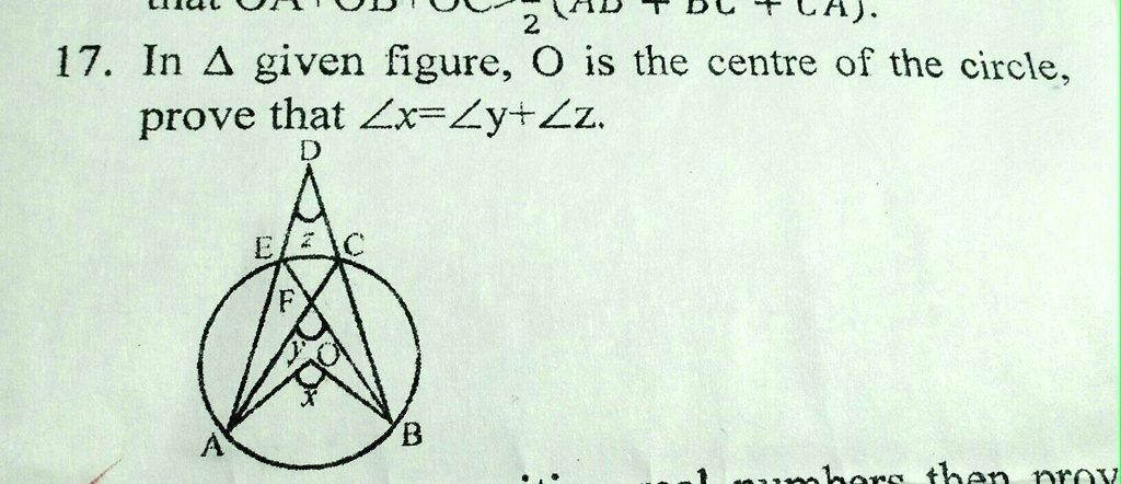 SOLVED: In the given figure, O is the center of the circle. Prove that angle X = angle Y.