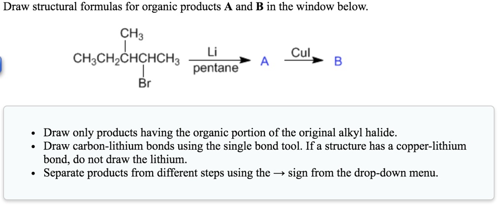 SOLVED: Draw structural formulas for organic products A and B in the ...