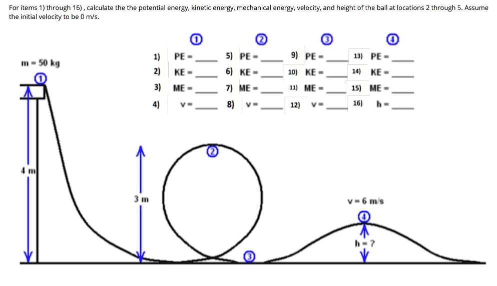 SOLVED: For items 1) through 16), calculate the potential energy ...