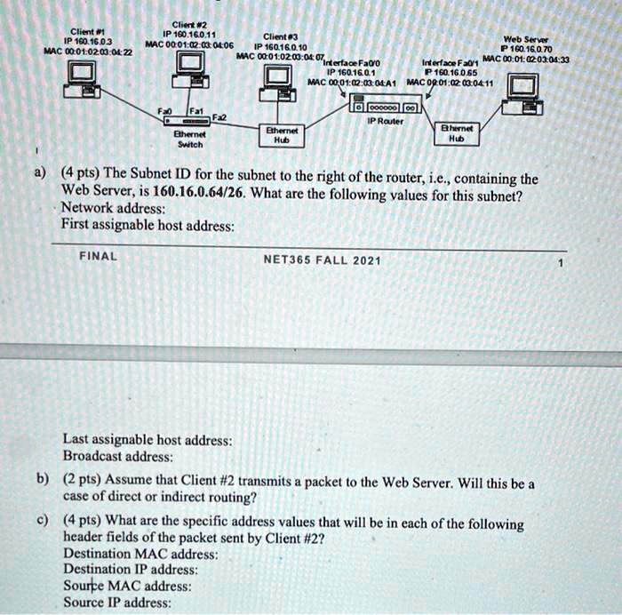 SOLVED: A) The subnet ID for the subnet to the right of the router, i.e ... SOLVED: A) The subnet ID for the subnet to the right of the router, i.e ...