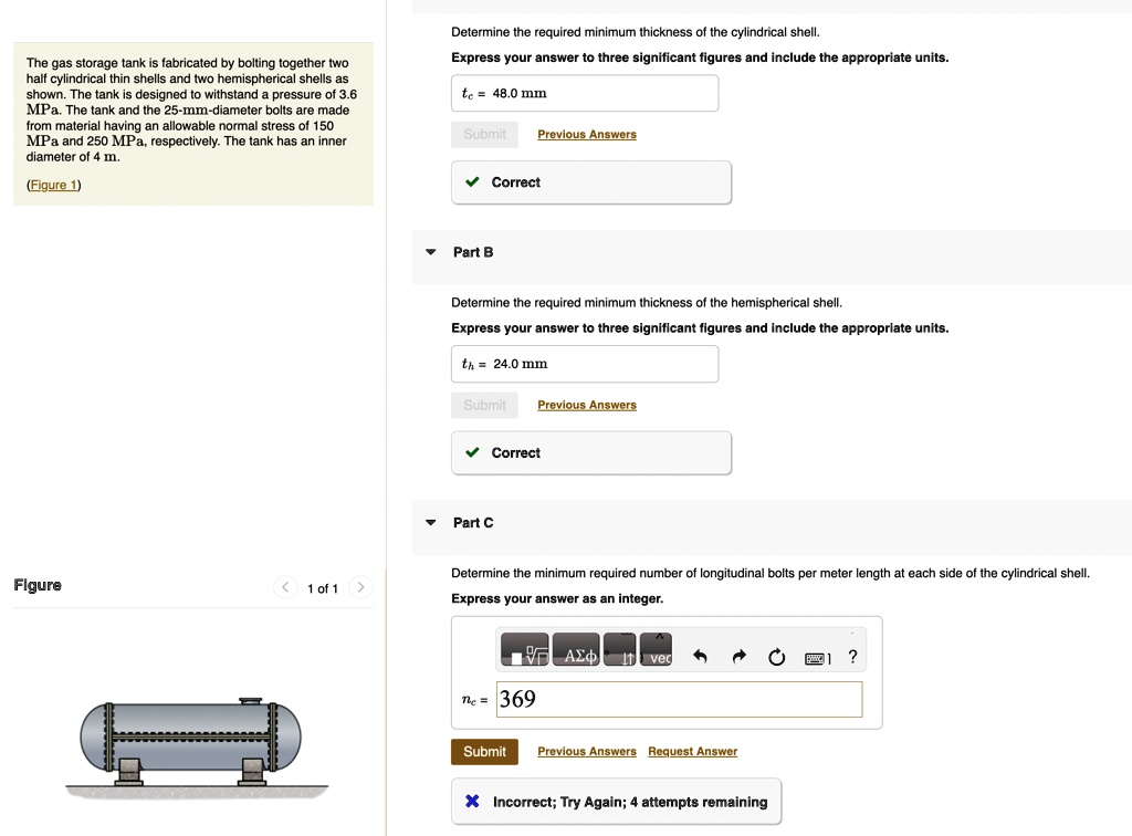 The gas storage tank is fabricated by bolting together two half ...