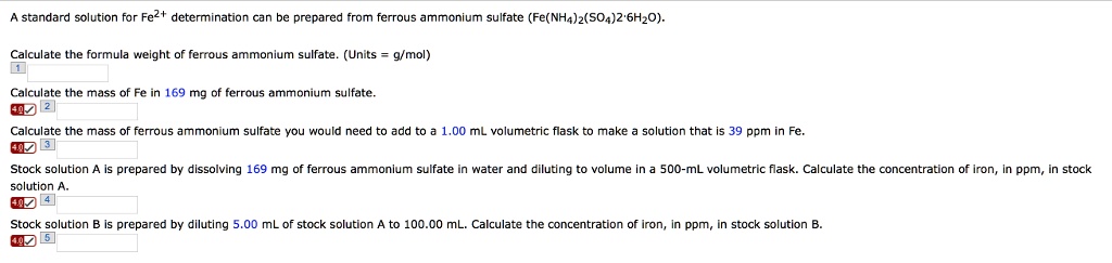 A standard solution for Fe^2+ determination can be prepared from ...