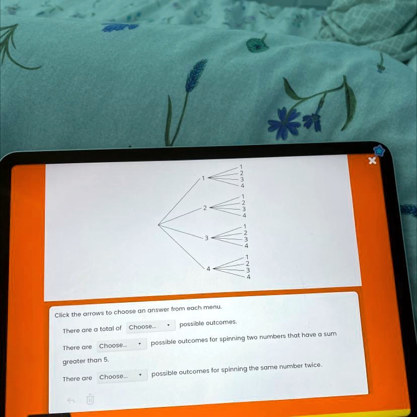SOLVED: 'X A spinner is divided into 4 equal sections labeled with the ...
