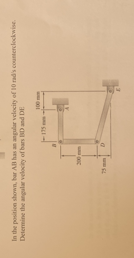 In the position shown, bar AB has an angular velocity of 10 rad/s counterclockwise. Determine ...